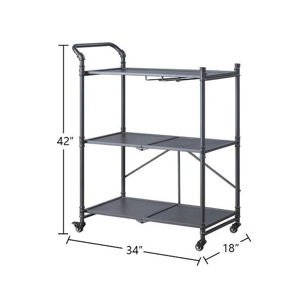 Metal Folding Serving Cart in Sandy Black and Dark Bronze - Bed Bath ...