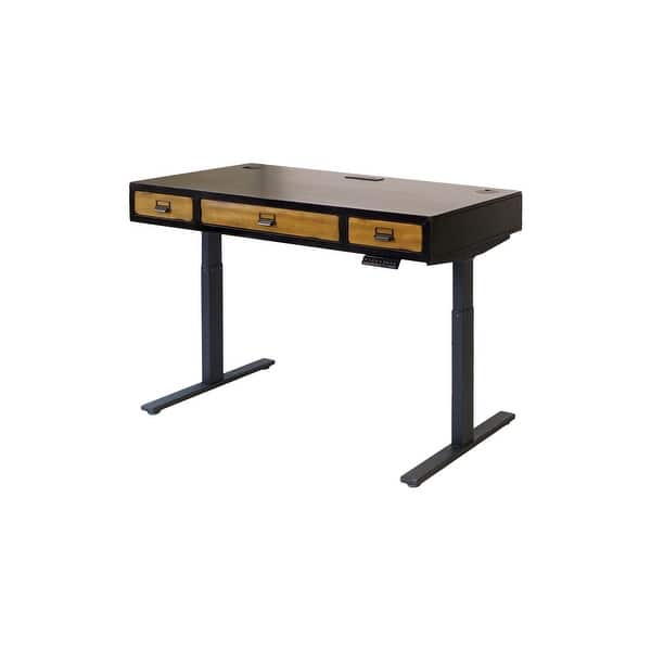 Mid-Century Wood Electronic Sit/Stand Desk, Standing Desk, Black - Bed ...