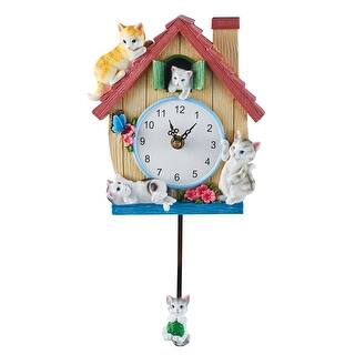 Hand-Painted Kitten Pendulum Wall Clock - 7 x 12.5 x 2.5 - Bed Bath & Beyond - 42655399