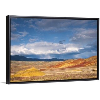 "USA, Oregon, Mitchell, Painted Hills with storm clouds" Black Float ...