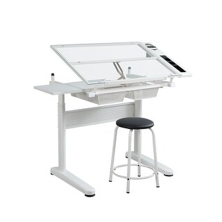 White Art Table,Drafting Table with Storage,Adjustable Drawing Desk ...
