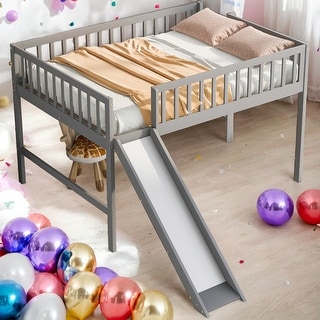 Full Size Low Loft Bed With Ladder And Slide for Home - Bed Bath ...