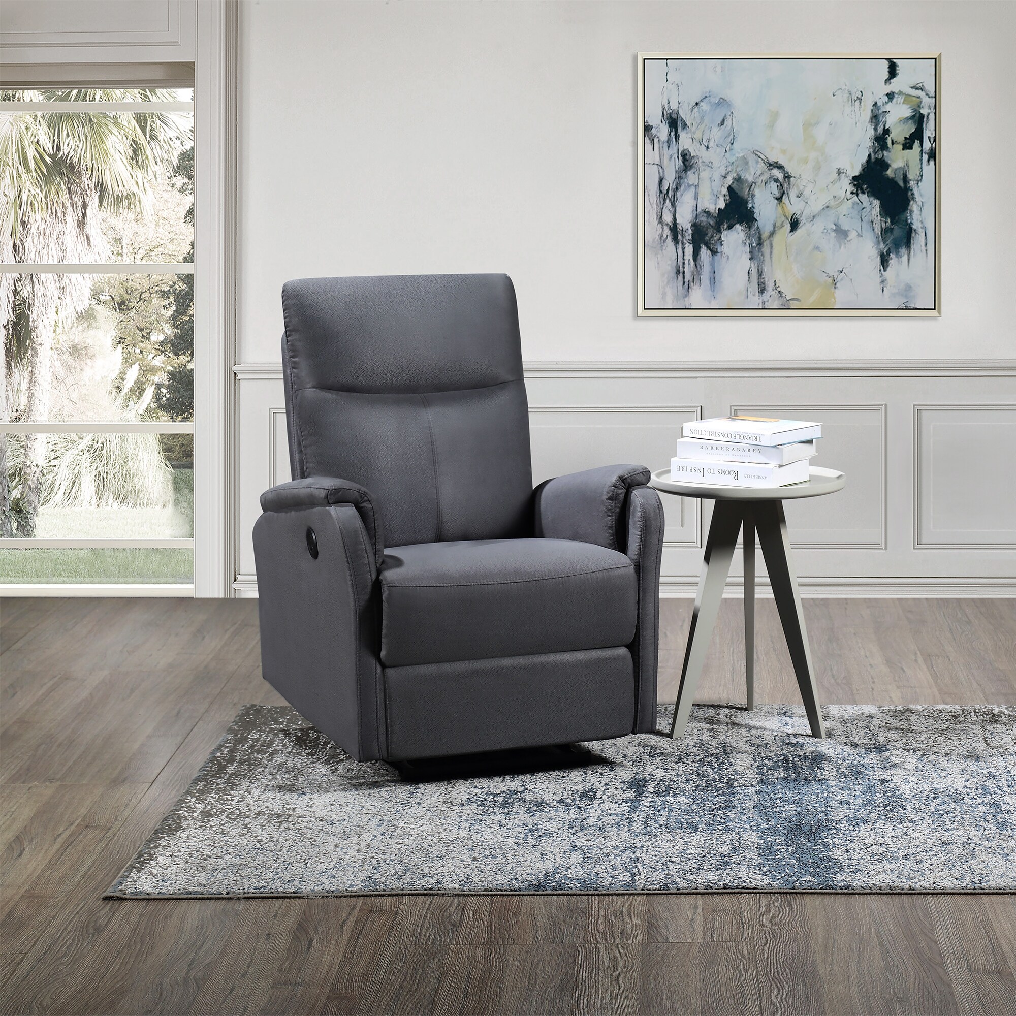 Electric Power Recliner Chair Single Upholstered Fabric Reclining Sofa ...