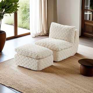 Corduroy Swivel Sofa Chair with Ottoman and 360° Rotation - Bed Bath ...