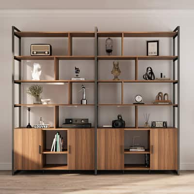 Eureka Ergonomic 85"H x 95"W Large Bookcase with Doors, Storage Cabinet ...