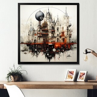 Designart "Factory Lines In Simplicity Drawing" Factories Framed Canvas ...