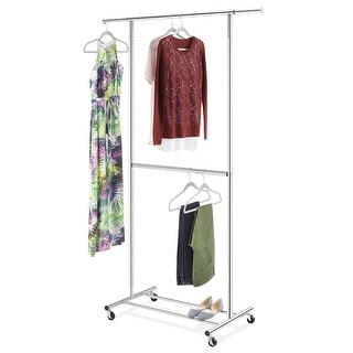 Whitmor Heavy-Duty 2-Rod Extendable Clothing Garment Rack - Chrome ...