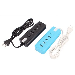 AC110-250V US Plug 4 USB Charging Adapter Multi-use Power Strip Set Blue+Black - Bed Bath ...