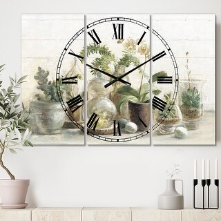 Designart 'Greenhouse Orchids' Cottage 3 Panels Oversized Wall CLock ...