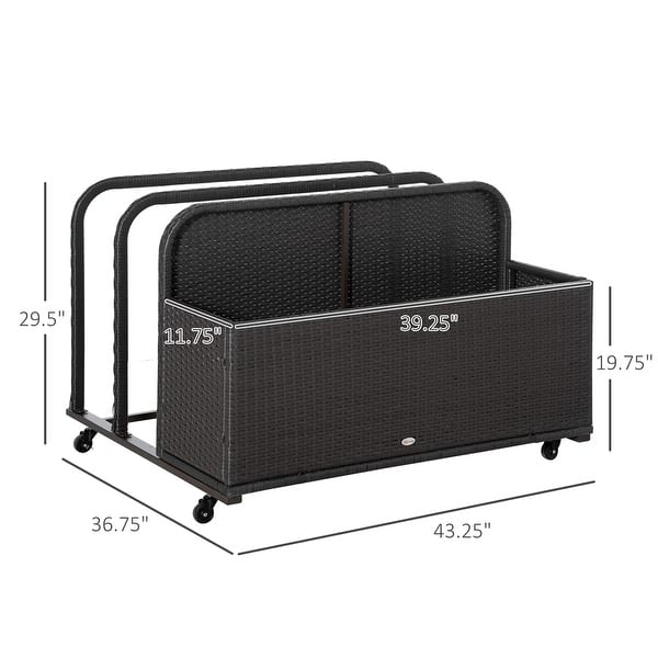 PE Rattan Outdoor Storage Basket with Rolling Wheels - Bed Bath ...