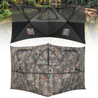 2-Panel Hunting Ground Blind Pop Up Fence with 3 Shoot Through Ports ...