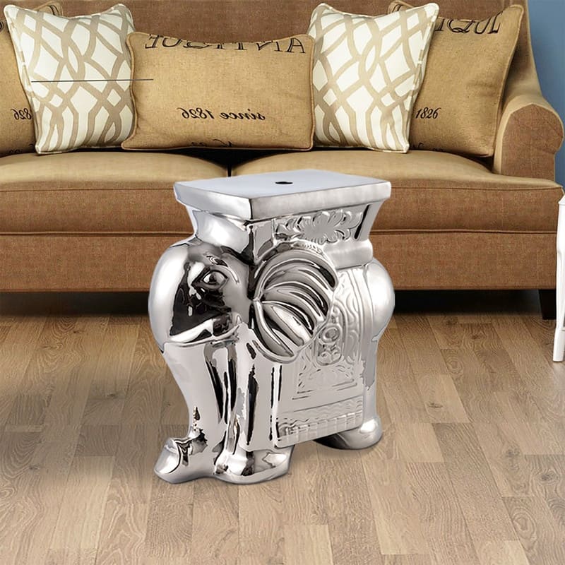 Chinese Elephant Porcelain Side Table And Stool - Overstock - 34507263
