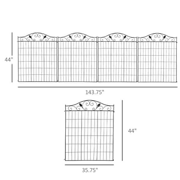 Outsunny Garden Decorative Fence 4 Panels 44in x 12ft Steel Wire Border ...