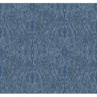 Ronald Redding Ascot Damask Blue Wallpaper - Bed Bath & Beyond - 39953450