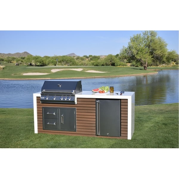 Professional Shiplap Outdoor Kitchen KoKoMo Grill With Waterfall Edge ...