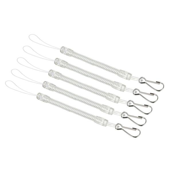 5pcs 3.5" Plastic Retractable Spring Coil Strap with Clasp Holder Cord ...