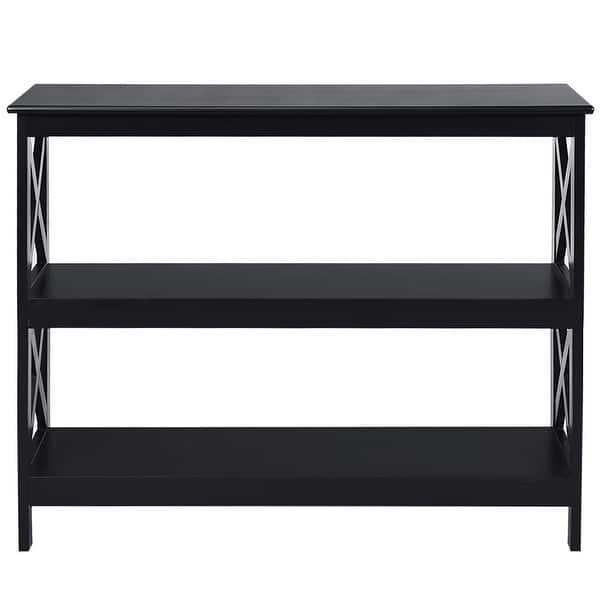 Costway 3-Tier Console Table x-Design Bookshelf Sofa Side Accent Table ...