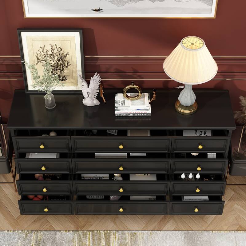 Timechee 63'' W Dresser White Chest Srorage Cabinet Lacquer Drawers ...