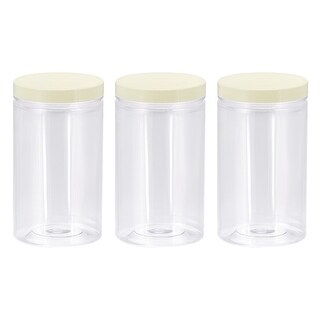 Round Storage Display Case Acrylic Plastic Storage Box, 8.2x15cm Beige ...