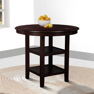Gale 42 Inch Round Counter Dining Table, 2 Open Shelves, Dark Brown ...