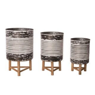 Transpac Metal 17.5 in. Multicolor Spring Rustic Container with Stand ...