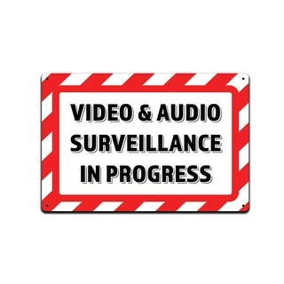 Video And Audio Surveillance In Progress Aluminum Sign 12" x 8" - 12" x ...