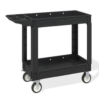 Heavy Duty Plastic Utility Cart 2 Tier Locking Rolling Cart - Bed Bath ...