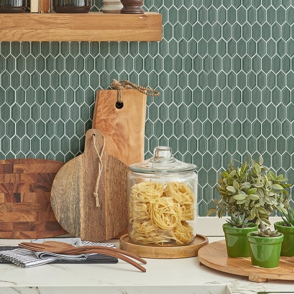 TileGen. Recycle Classic Bianaca Glass Mosaic in Green Wall Tile (10 ...