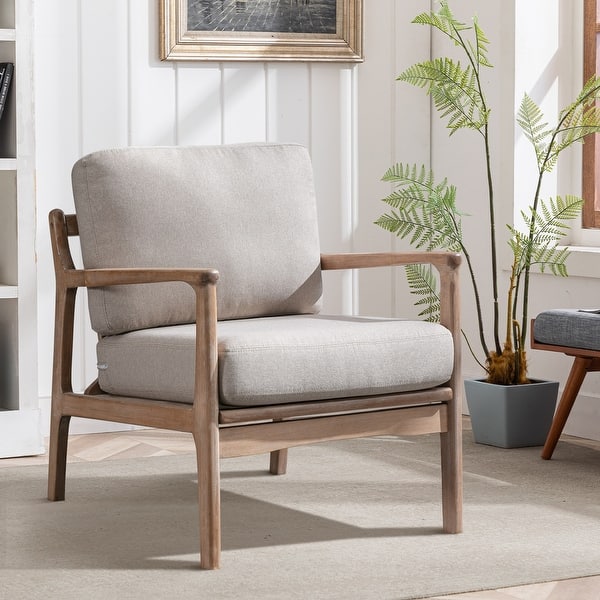 Mid Century Modern Accent Chair with Solid Wood Frame & Removable ...
