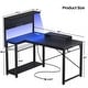 43" Carbon Fibre Computer Desk Power Outlets & RGB Light Gamer Black ...