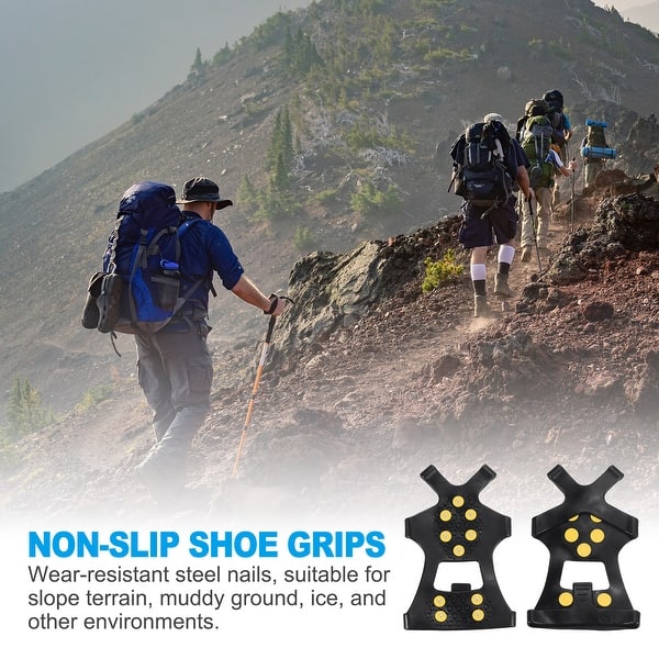 2Pairs 7.3" Ice Cleats Anti-Slip Snow Traction Cleat w 10 Steel Studs ...