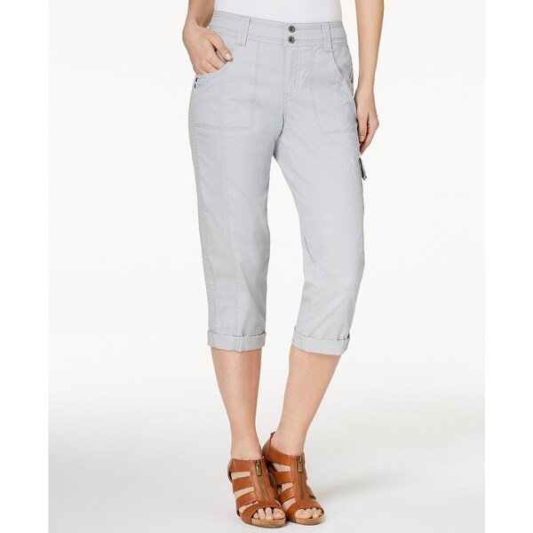 Shop Style & Co Women's Cropped Cargo Pants Misty Harbor Size 14 - Gray ...