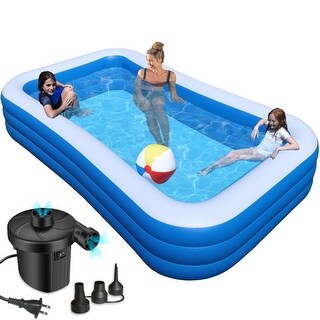 Inflatable Pool 120" x 72" x 22" - Electric Pump Included - Triple ...