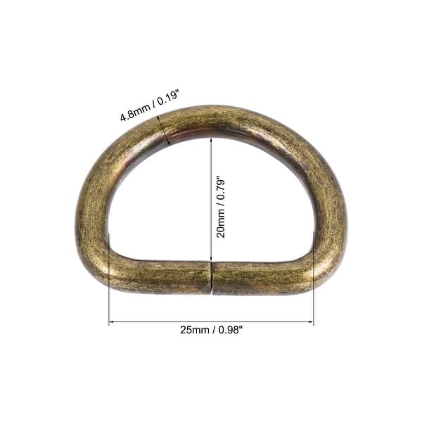 20pcs Metal D Ring 0.98"(25mm) D-Rings Buckle for Hardware DIY - Bronze ...