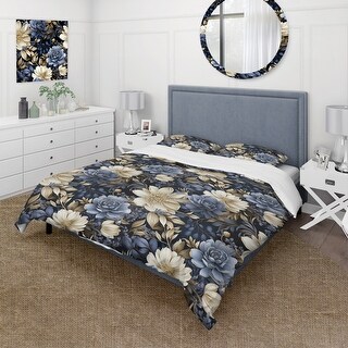Designart "Midnight Symphony Moody Patterns" White Cottage Bedding Set ...