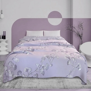 Ginkgo Leaf Pattern Cotton Reversible Quilt Lightweight Muslin Summer ...