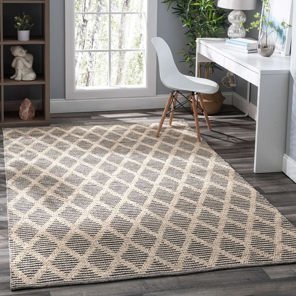 Textured Diamond Blue/Ivory Handwoven Cotton Rug - Bed Bath & Beyond ...