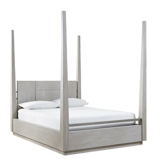 Joe Mahogany Wood Modern Platform Plinth Queen Bed, Canopy Posts, Gray ...