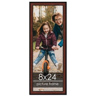 8x24 Traditional Mahogany Complete Wood Picture Frame with UV Acrylic ...