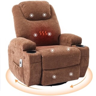 Rocker Recliner Chair with Massage and Heat, 360° Swivel and Rocking ...