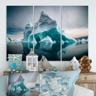 Designart "North Atlantic Blue And White Iceberg IV" Coastal Canvas ...