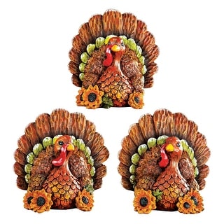 Hand-Painted Harvest Turkey Figurines - Set of 3 - 3.87 x 4 x 2.5 - Bed ...