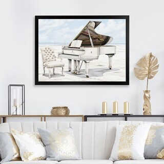 Designart "Monochrome Black And White Grand Piano" Music Piano White ...