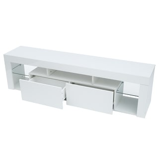White Wall Mounted Floating TV Stands w/2 Drawers and 5 Open Shelves ...
