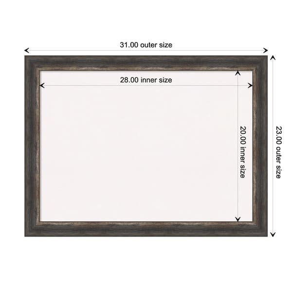 Bark Rustic Char Narrow Framed White Corkboard Bulletin Board - Bed ...