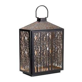 Forest Cut Metal Lantern with Gold Accent 16"H - Bed Bath & Beyond ...