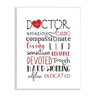 Stupell Motivational Doctor Phrases Healthcare Hero Red Heart Wood Wall ...