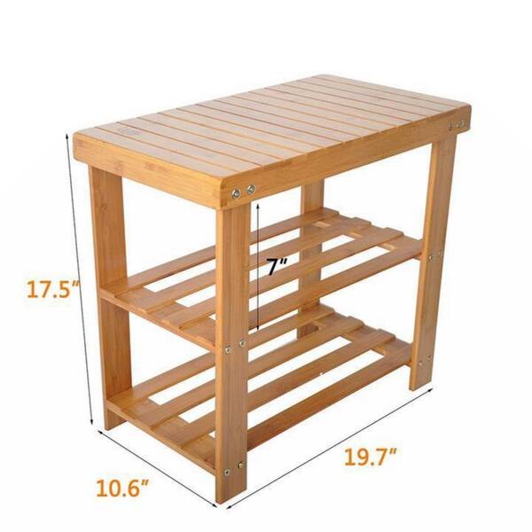 2- Tier Bamboo Shoe Bench Rack Shoe Storage - Bed Bath & Beyond - 40274687