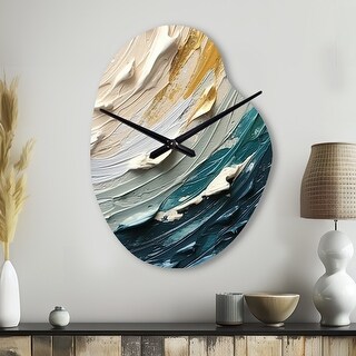 Teal Cream Surreal Spirals II - Abstract Spirals Large Wall Clocks ...