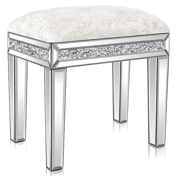 Mirror Diamond Vanity Stool with Velvet Upholstered Seat On Sale Bed Bath Beyond 37475902